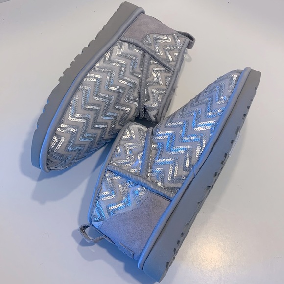 UGG | Shoes | Very Rare Ugg Sequin Chevron Classic Ultra Mini Ankle ...